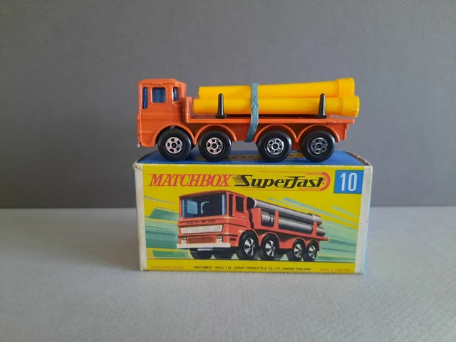 MATCHBOX SUPERFAST PIPE TRUCK AVEC BOITE D'ORIGINE réf 10 vintage EUR ...
