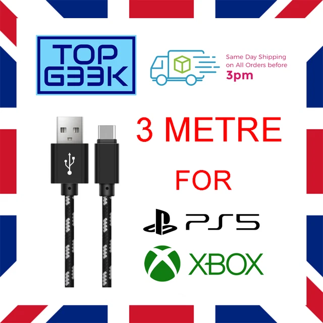 HEAVY DUTY CHARGING Cable PS5 Xbox Controller USB-C TYPE-C 3m Extra ...