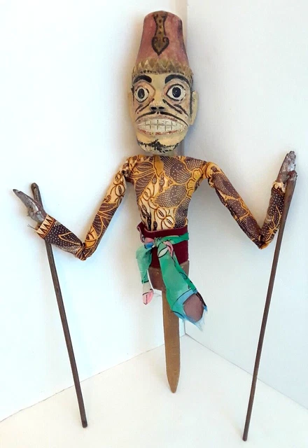 VINTAGE INDONESIAN STICK Puppet Hand Carved Wood and Painted 18" Tall ...