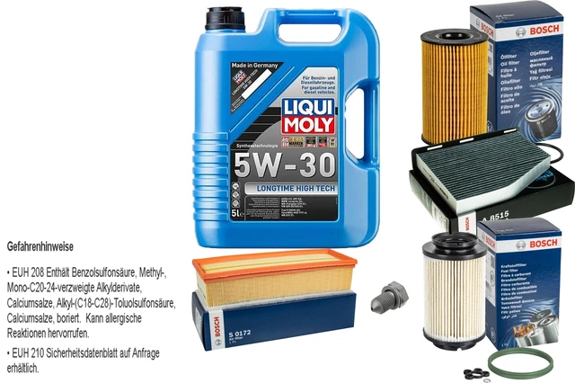 BOSCH INSPECTION SET 5L Liqui Moly Longue Date High Tech 5W-30 pour Skoda VW De EUR 129,39 ...