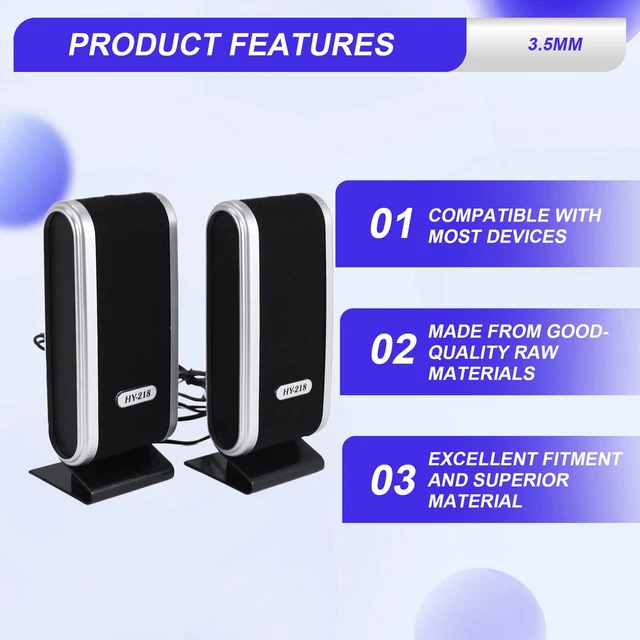 120W USB Desktop Computer Notebook Audio Speaker 3.5mm Earphone Jack ...