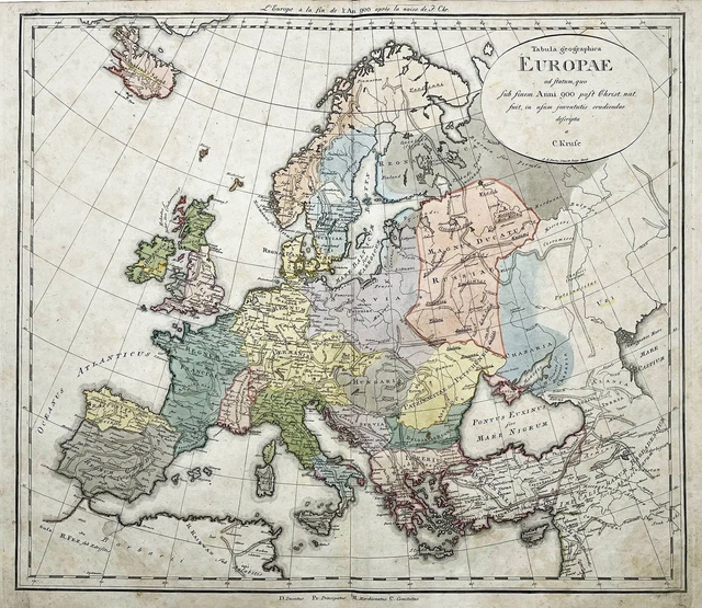 EUROPE CONTINENT MAP Carte 900 Gravure sur Cuivre Engraving 1820 EUR 74 ...