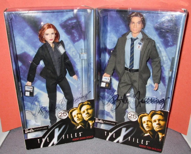 MUÑECAS BARBIE KEN Mulder & Scully 25 aniversario X Files NRFB firmadas ...