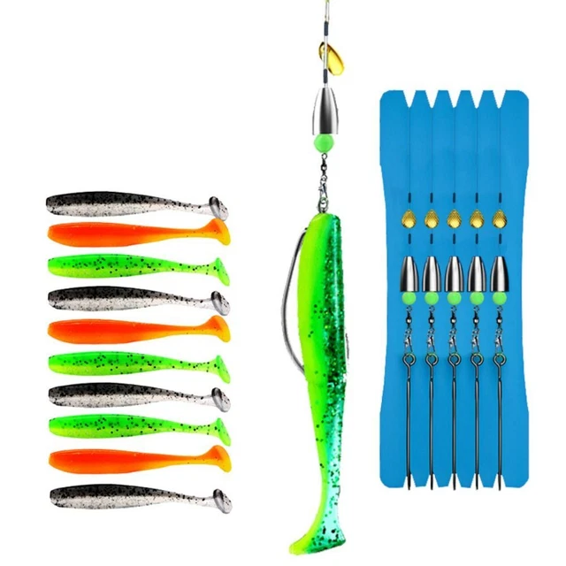 5 SET ZURYP Texas Rig Fishing Tackle Hooks VIB Spoon Bait Texas Rig Kit ...