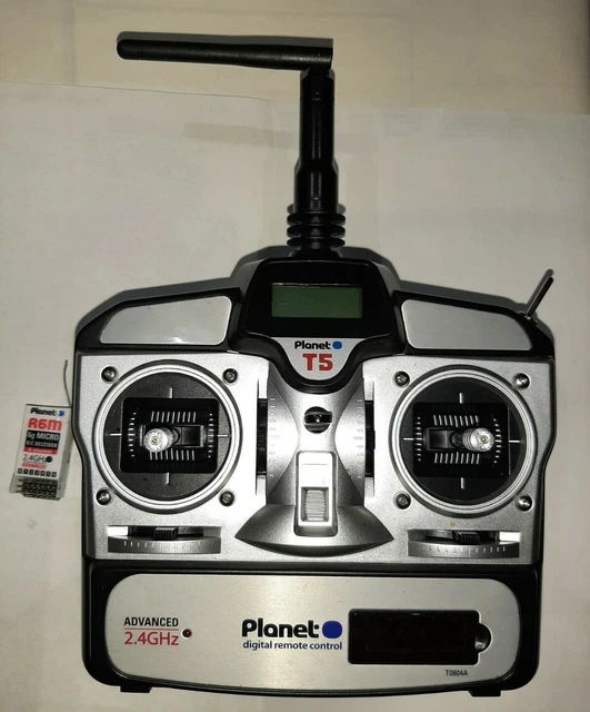 2,4 GHZ 5-KANAL RC Funk Fernsteuerung Planet T5 mit Empfänger neuwertig ...