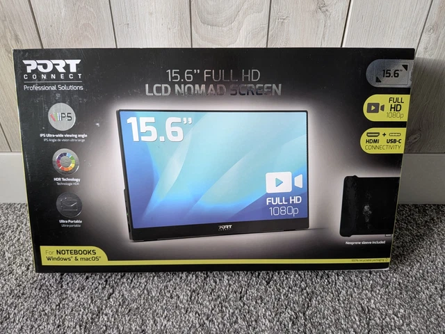PORT CONNECT 15.6” Full HD Portable Monitor – LCD Nomad Screen Open Box ...