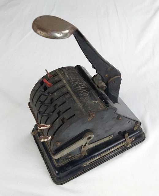 ANTIQUE HEDMAN MFG F & E Model M Check Writing Machine, WM J Burns Anti ...