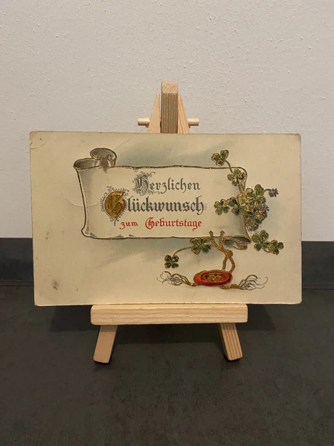 ANTIKE POSTKARTE HERZLICHEN Glückwunsch zum Geburtstage, Klee, Siegel, 1916 EUR 2,47 - PicClick DE