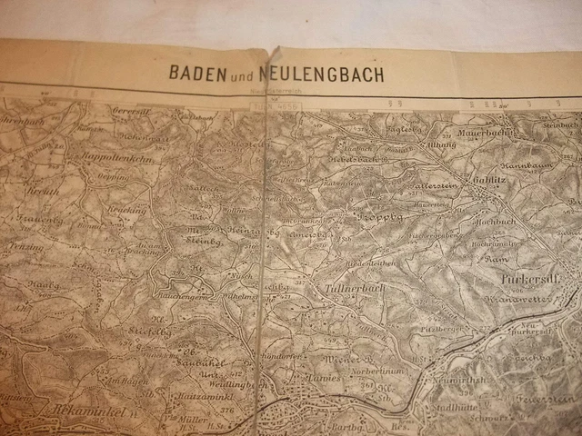 B1 MAP WAR map general staff map BADEN NEULENGBACH Austria 1907/22 £13. ...