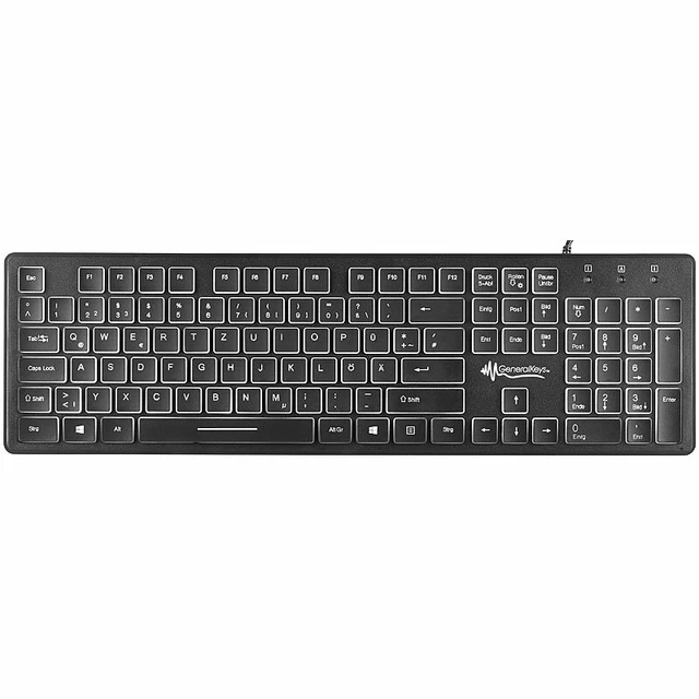 GENERALKEYS BELEUCHTETE USB-TASTATUR mit Nummernblock, deutsches Layout (QWERTZ) EUR 15,99 ...