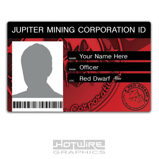 PERSONALISED PRINTED NOVELTY ID- RED DWARF Jupiter Mining Corp Card ...
