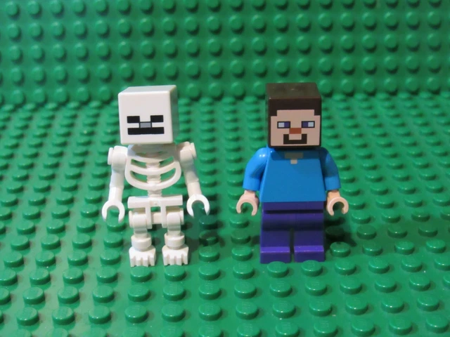 LOT OF 2 LEGO Minecraft Skeleton and Steve Minifigures minifigs 21119 ...