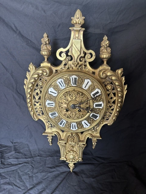 ANTIQUE FRENCH GILT Bronze Baroque Cartel Wall Clock £240.00 - PicClick UK