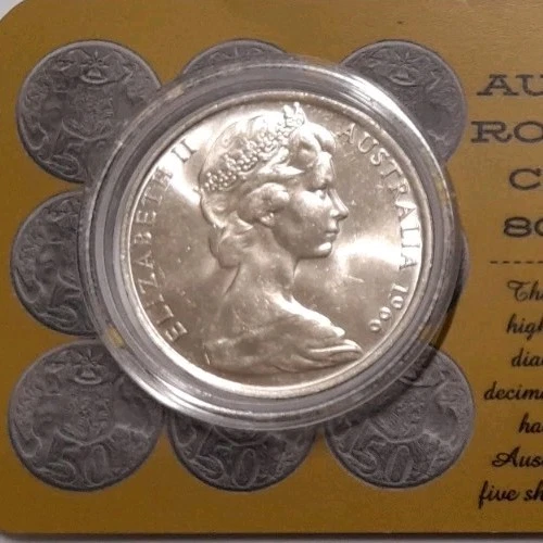 1966 UNC EXTREMELY Fine Round 50c Cent 80% Silver Coin In Capsule On ...