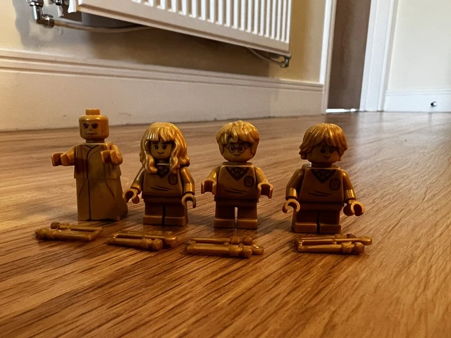 LEGO MINIFIGURE GOLD 20th Anniversary. Harry, Ron, Hermione, And ...