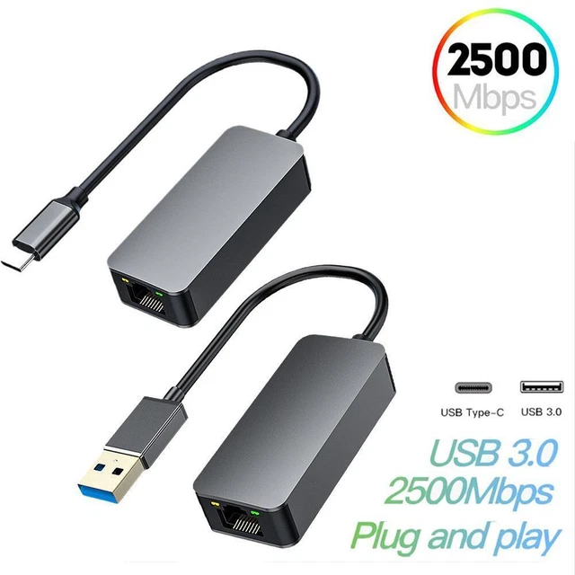 USB-C/TYP-C AUF RJ45 Gigabit Ethernet LAN Netzwerk Adapter Kabel 2500 ...