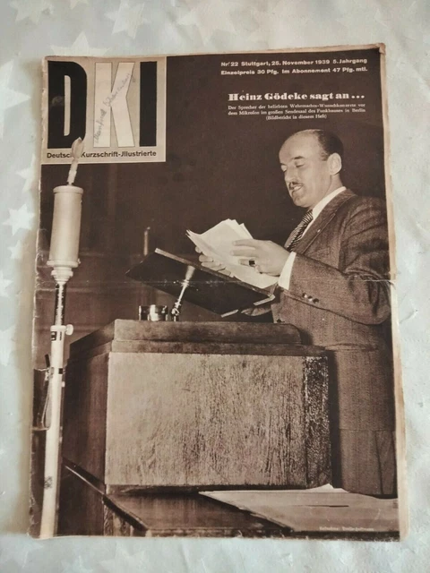 ORIGINAL WW2 GERMAN DKI Magazine 25th November 1939 Heinz Godeke £9.99 ...
