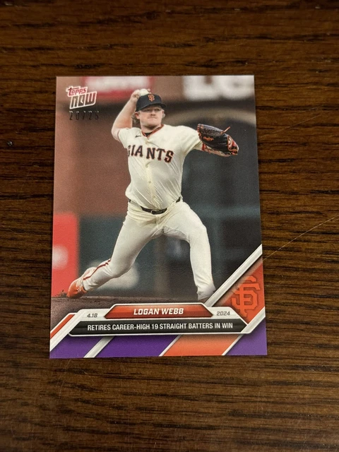 LOGAN WEBB 19 Straight K’s - 2024 MLB TOPPS NOW Card 93 Purple Parallel ...