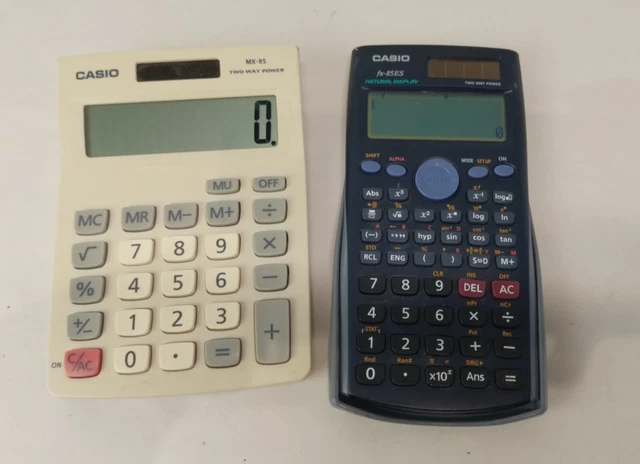 CASIO FX-85ES SCIENTIFIC Calculator Black & Casio MX-85 Both Power On ...