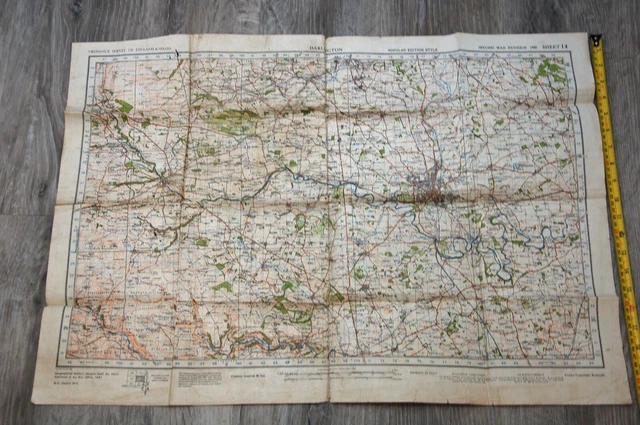 RARE 1941 WW2 War Office Ordnance Survey Map of Darlington £6.99 ...