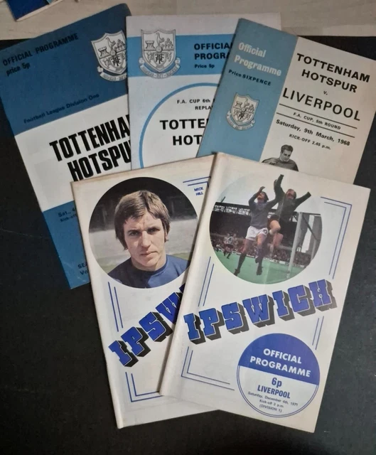 LIVERPOOL FC PROGRAMMES - 5 Programme Bundle vs Ipswich Town & Spurs £4 ...