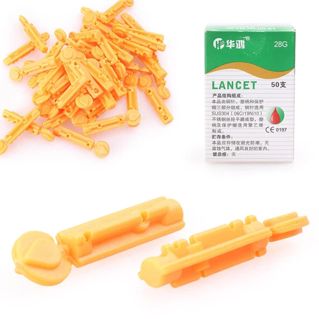 50 X LANCETTE sterili di ricambio per lancette sterili medi touch 28 g ...