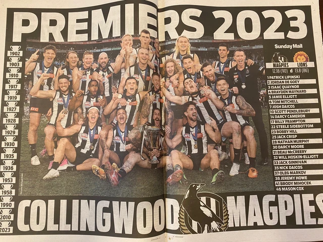 2023 AFL PREMIERS Collingwood FC Magpies Poster AFL Adelaide Sunday ...