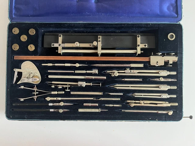 VINTAGE VERY LARGE Richter Pracision Drawing Instrument set with ...