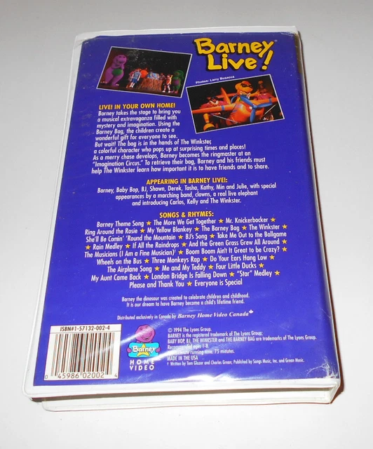 BARNEY LIVE IN New York City (VHS, 1994, Classic Collection) Canadian ...