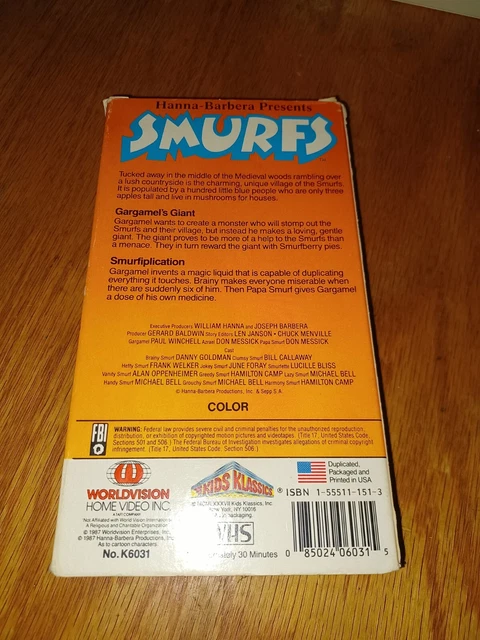 SMURFS HANNA-BARBERA GARGAMEL'S Giant 1987 Kids Klassics VHS Tape. 6/22 ...