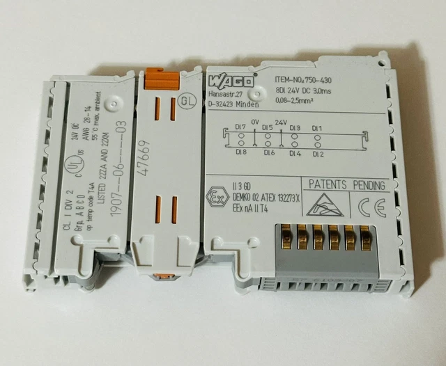 WAGO 750-430 DIGITAL Input Module 8-Channel 24VDC 3ms $25.00 - PicClick
