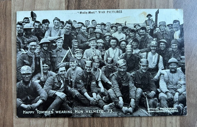 WW1 PATRIOTIC POSTCARD. Happy Tommies With German Hun Pickelhaube ...
