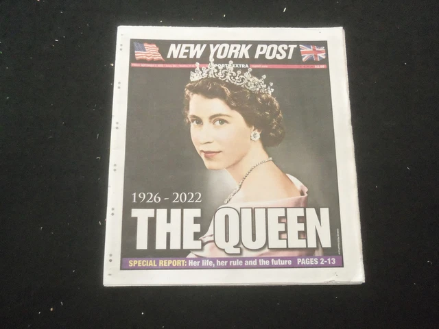 2022 SEPTEMBER 9 New York Post Newspaper - Queen Elizabeth Died (1926 ...