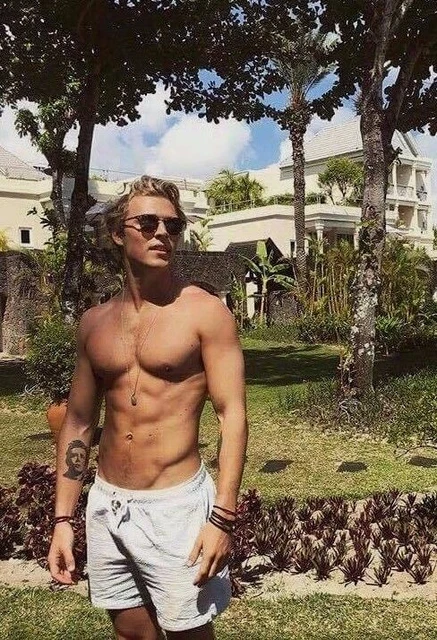 Shirtless Male Muscular Beefcake Blond Jock Hunk Athletic Shorts Photo