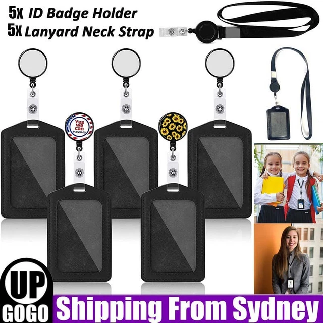 RETRACTABLE LANYARD ID Card Holder Business Badges Security Pass Reel ...