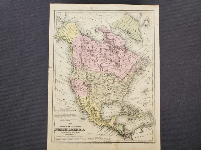 1839 MITCHELL MAP North America United States Texas Republic Upper ...