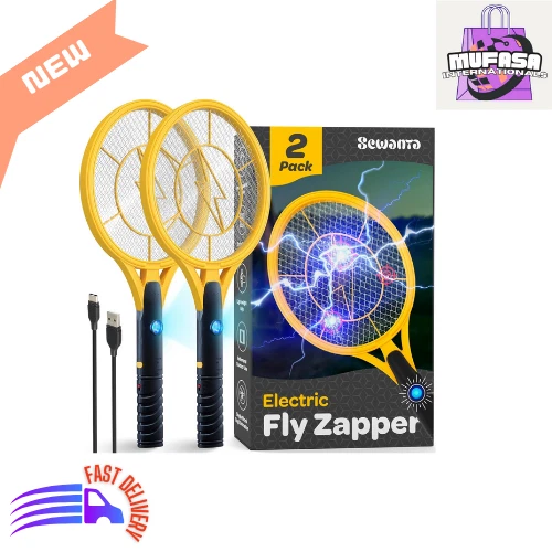 ELECTRIC FLY SWATTER Handheld Bug Zapper Racket, Indoor and Outdoor, 2 ...