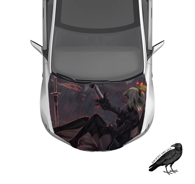 NIER AUTOMATA 2B Anime Hood Wrap V7 Weatherproof Vinyl Car Decal 50" X ...