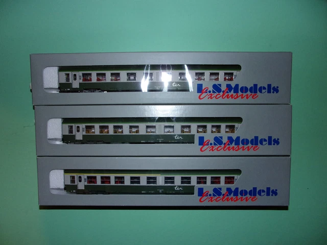 LS MODELS COFFRET 3 voitures de voyageurs USI TER vert/béton 40005 NEUF ...
