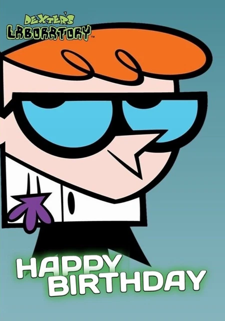 PERSONALISED DEXTER'S LABORATORY Happy Birthday Card (inside printing ...