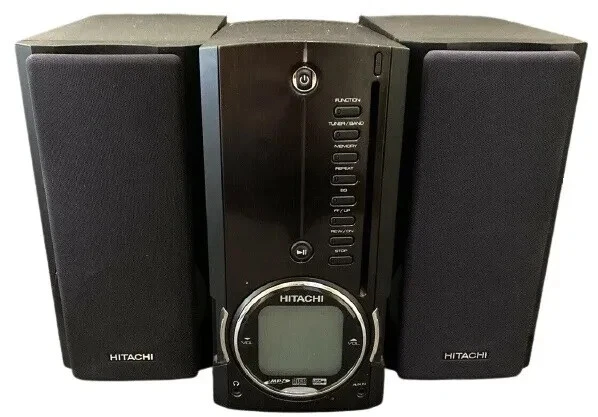 HITACHI MICRO TOWER Stereo Hi-Fi System with CD Player FM Radio - Black ...