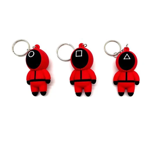 SQUID GAME SOLDIER Red Netflix Square Circle Triangle Keychain Gift £5. ...
