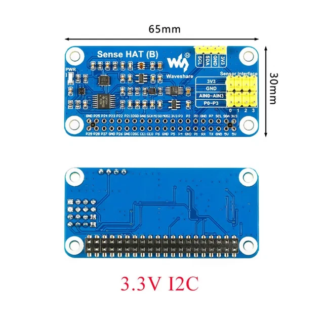 WAVESHARE SENSE HAT ADC Accelerometer Temp Sensor Expansion Board for ...