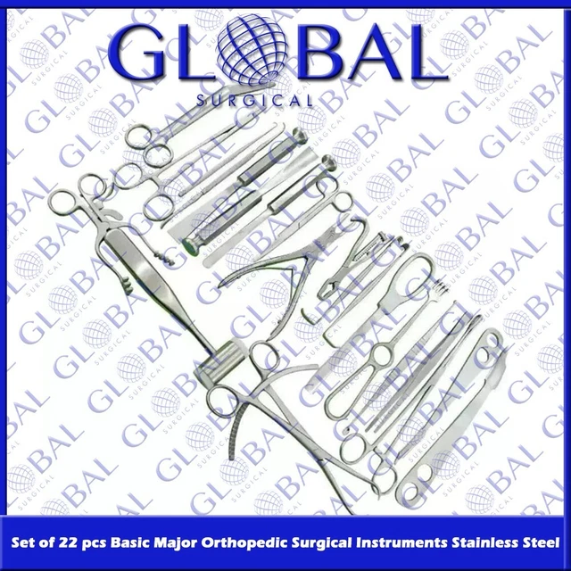 SET OF 22 pcs Basic Major Orthopedic Surgical Instruments Stainless ...