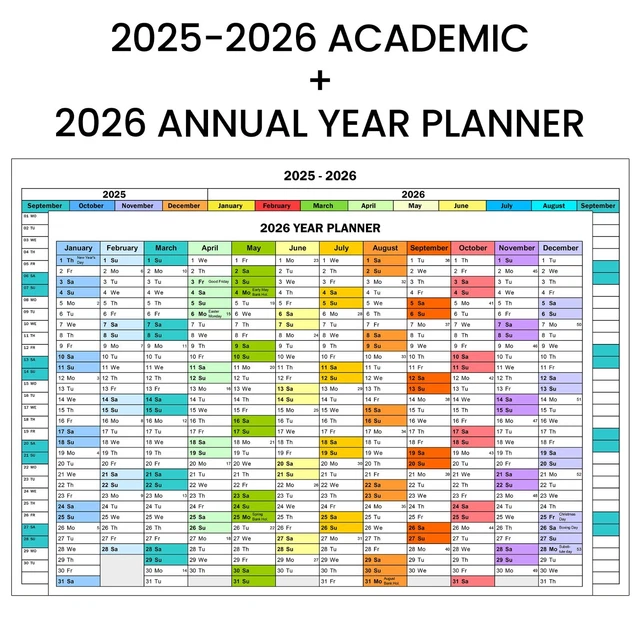 2025-2026 MID-YEAR CALENDAR Academic/Annual Wall Planner Uni Chart A3 ...
