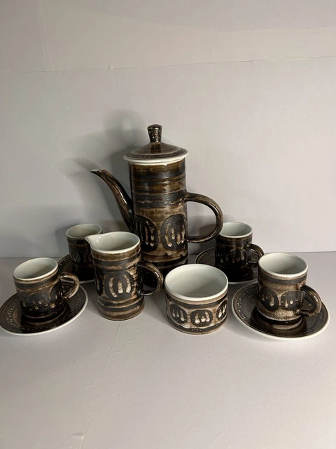 THE MONASTERY RYE Cinque Ports, Brown Pottery Coffee Set Vintage 1970's ...