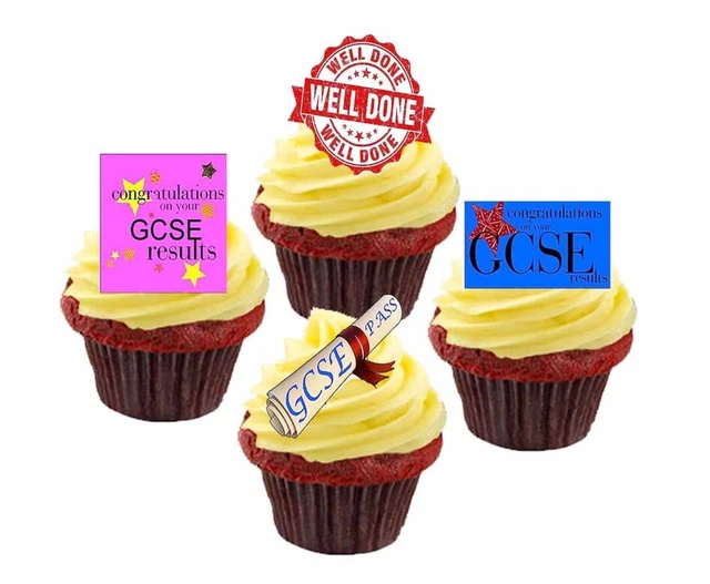 GCSE CONGRATULATIONS EDIBLE Cupcake Toppers - Stand-up Wafer Cake ...