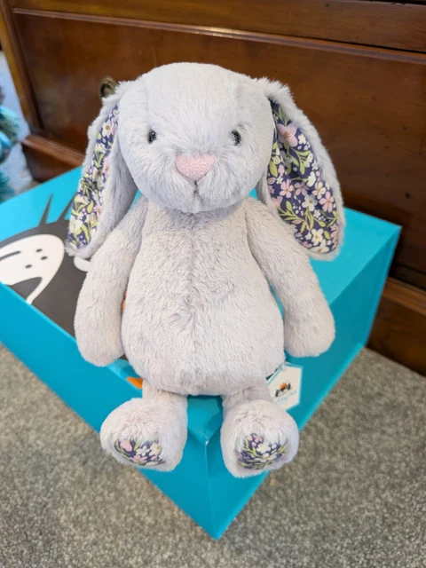 BNWT GENUINE JELLYCAT Small Blossom Silver Bunny Bloom & dust bag tag ...
