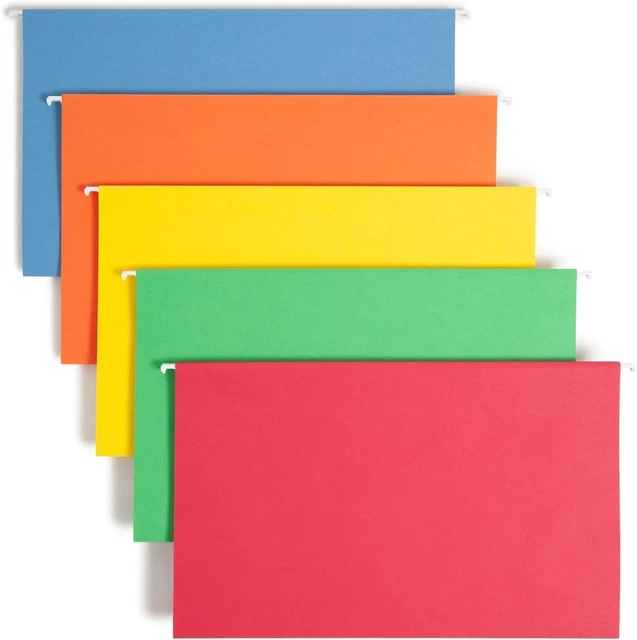 COLOR-CODED HANGING FILE Folders with Adjustable Tabs - Legal Size, 25 ...
