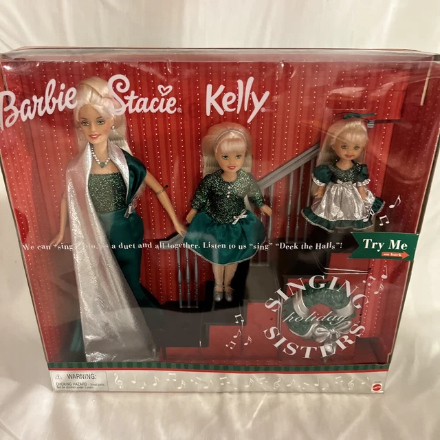 2000 BARBIE SINGING Sisters Barbie Stacie and Kelly Holiday Doll Set ...